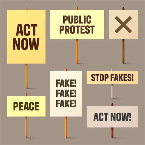 Premium Vector Colorful Protest Signs With Slogan On Wooden Holder