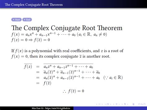 민은기 선생님의 수학자료실 켤레복소수의 해에 관한 정리the Complex Conjugate