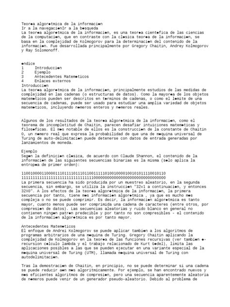 Teoria Algoritmica De La Informacion Wiki Pdf Matemáticas Discretas Matemáticas Aplicadas