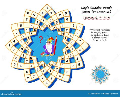 Logic Sudoku Puzzle Game For Smartest Write The Numbers In Empty Places So Each Line Have