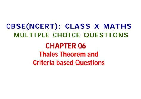 solution maths class x mcqs chapter 06 triangles thales theorem and
