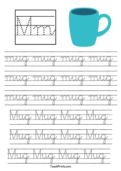 Cursive M Tracing Worksheets Free Printables Teach Prints