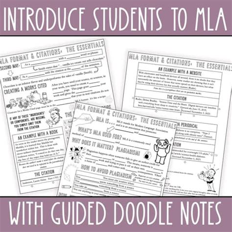 Mla Doodle Notes Mla Works Cited Practice Citation Activity Writing