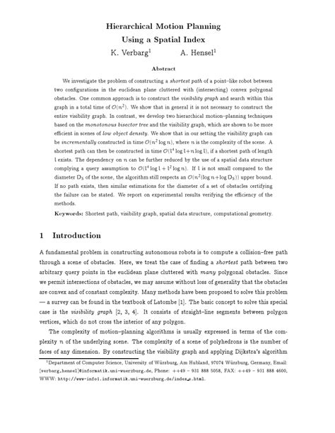Pdf Hierarchical Motion Planning Using A Spatial Index
