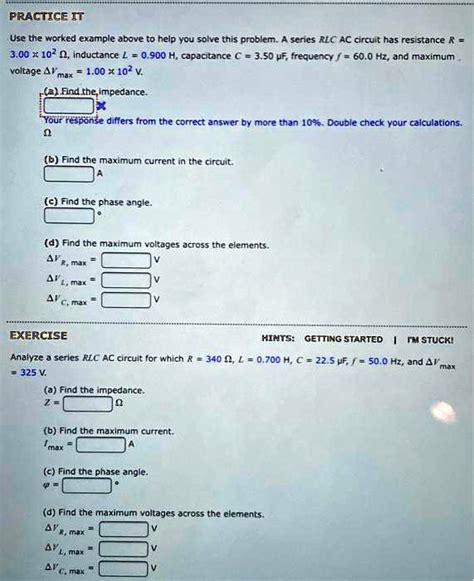 SOLVED PRACTICEIT Use The Worked Example Above To Help You Solve This Problem A Series RLC AC
