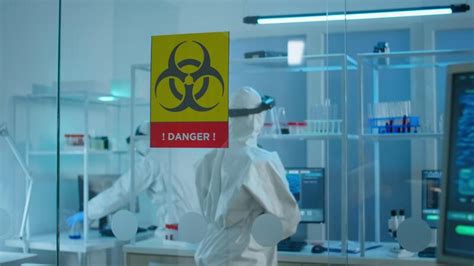 Scientist Team In Protective Suit Preparing Tools For Analysing Virus
