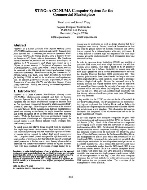 Pdf Sting A Cc Numa Computer System For The Commercial Marketplace