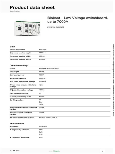 Blokset Low Voltage Switchboard Specs Pdf