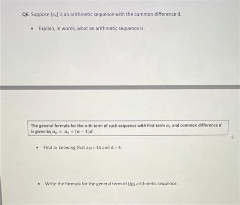 Solved Q6 Suppose An Is An Arithmetic Sequence With The Chegg Com
