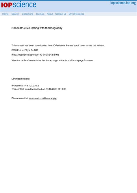PDF Nondestructive Testing With Thermography