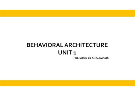 Behavioural Architecture Pdf