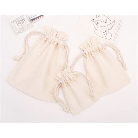 Badu Bg Дантелени памучни чанти с шнур Многократна чанта от муселин Чанта от естествен памук