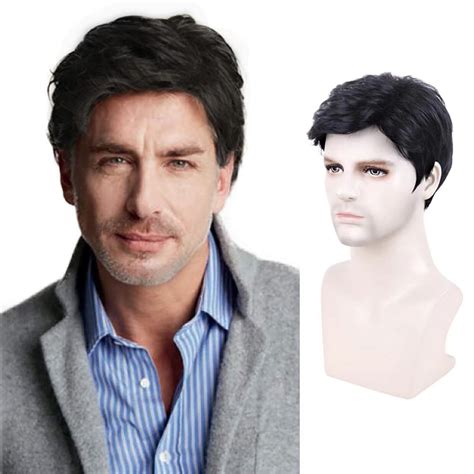 Lakihair Mens Wig Short Black Wigs For Men Natural Realistic Male Wig