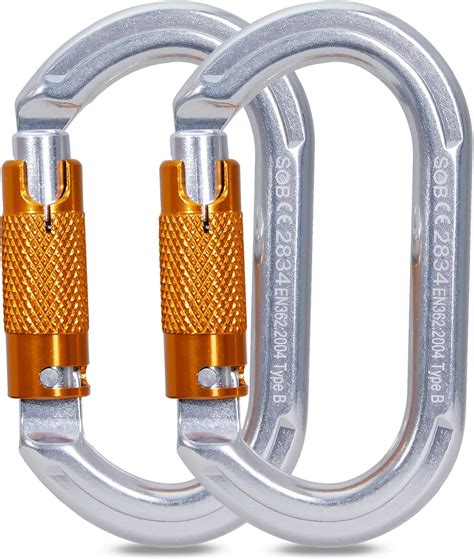 Sob Auto Locking Climbing Carabiner Clips 2pack 22kn Heavy
