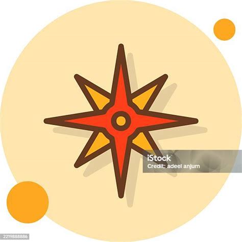 Compass Rose Filled Shadow Cirlce Icon Stock Illustration Download