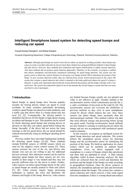 Pdf Intelligent Smartphone Based System For Detecting Speed Bumps And Reducing Car Speed