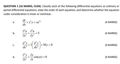 Solved Question 1 16 Marks Clo4 Classify Each Of The