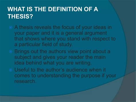 Thesis Definition And Meaning Pptx