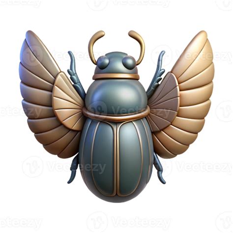 Impressive Rustic Scarab Beetle Winged Design Isolated Original