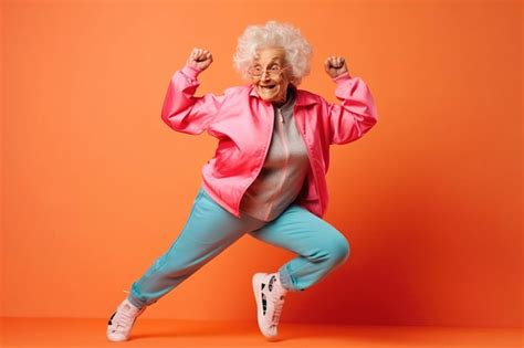 Premium Ai Image Old Woman Doing Aerobics Generative Ai