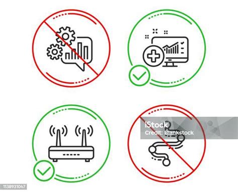 와이파이 의료 분석 및 톱니바퀴 아이콘을 설정 합니다 타임 라인 기호입니다 벡터 에 대한 스톡 벡터 아트 및 기타 이미지