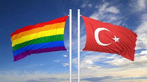 Premium Photo 3d Rendering Gay Flag With Turkey Flag