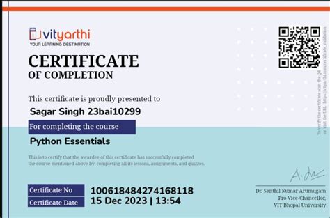Thrilled To Share The Certification From Vityarthi On Python Essentials The Course Was Designed
