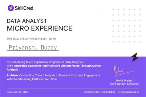 Priyanshu Dubey On Linkedin Skillcred Internship Customerretention Lifetimevalue