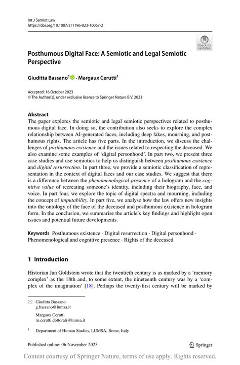 Posthumous Digital Face A Semiotic And Legal Semiotic Perspective