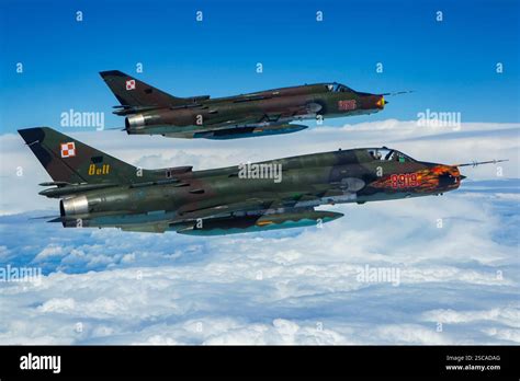 A Polish Air Force Sukhoi Su 22 Aircraft In Flight The Su 22 Is A