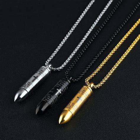 Urn Necklace Engraved Bullet Pendant Necklace Gold Bullet Necklace