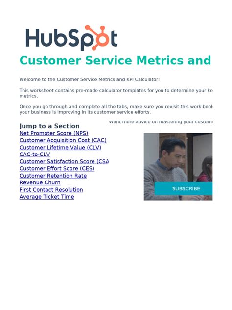 Customer Service Metrics Calculator Pdf