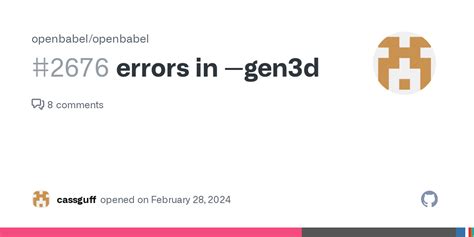 Errors In Gen D Issue Openbabel Openbabel Github