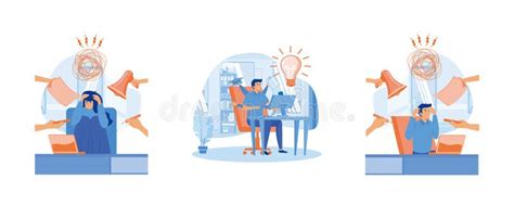 Multitasking Work Concept Man In Workplace With Multitasking Work Time Management Planning And