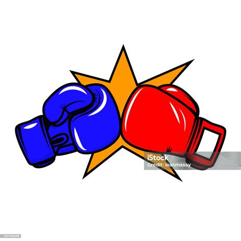 권투 장갑과 싸우는 그림 라벨 기호 엠블럼 포스터용 디자인 요소 벡터 일러스트레이션 Championship에 대한 스톡 벡터
