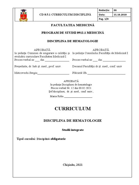 4 Cd 8 5 1 Curriculum Hematologie Medicina 2021 Pdf