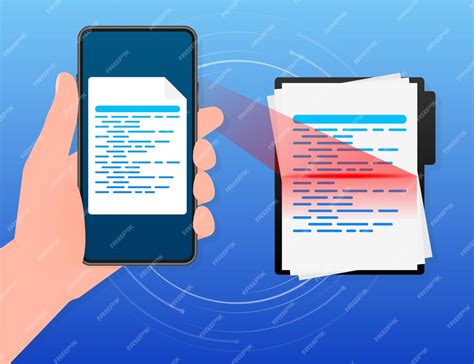 Premium Vector Scan Document Smartphone Text Scanner Mobile Phone In Hand