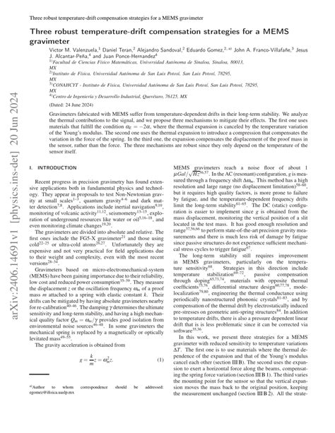 Pdf Three Robust Temperature Drift Compensation Strategies For A Mems Gravimeter