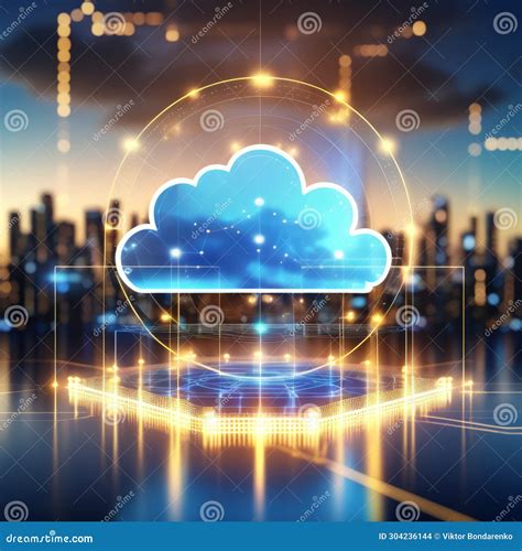 Cloud Data Storage Digital Information Technology Web Futuristic Cloud Icon Stock Illustration