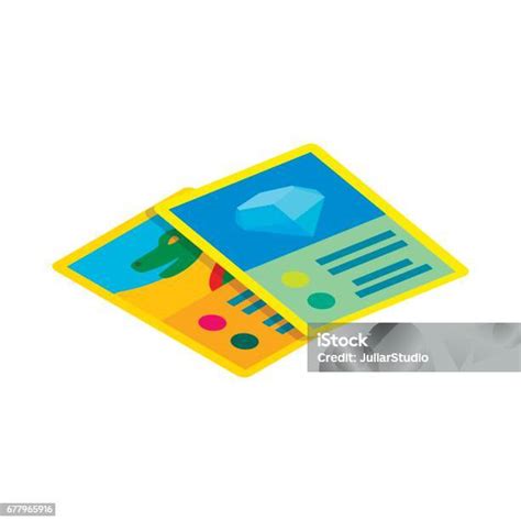 어린이 게임 카드 아이콘 등각 투영 3 차원 스타일 그림 그리기에 대한 스톡 벡터 아트 및 기타 이미지 그림 그리기 다중 색상 두 물체 Istock