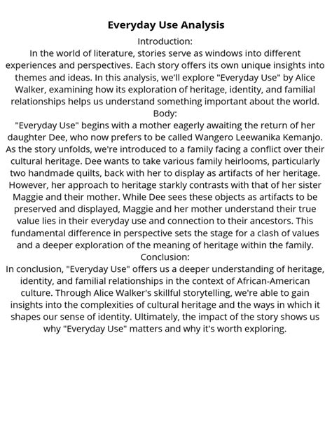 Everyday Use Analysis Pdf Poetry Poetic Devices