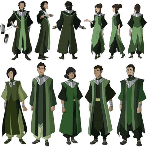 Green And Black Robes With White Collars Zuko Earth Kingdom Outfit