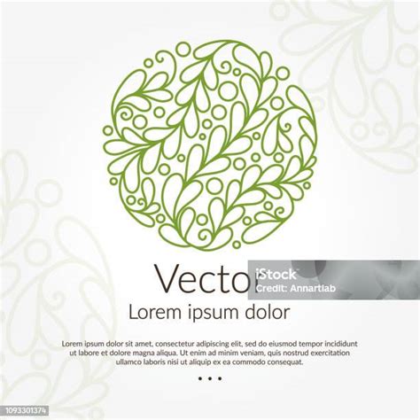 선형 녹색 잎의 상징 우아한 고전 벡터입니다 보석 아름다움과 패션 산업에 대 한 사용할 수 있습니다 멋진 로고 모노 그램 초대장 전단 메뉴 브로셔 배경 또는 원하는 아이디어