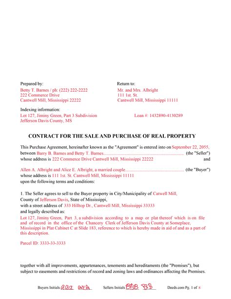 Simpson County Contract For The Sale And Purchase Of Real Property Form