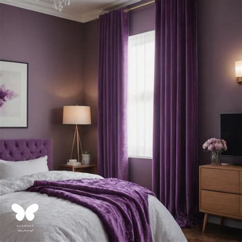 پرده آماده مخمل رنگ بنفش