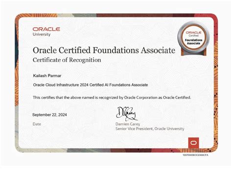 Kailash Parmar On Linkedin Oracle Cloudinfrastructure Ai Certification Continuouslearning