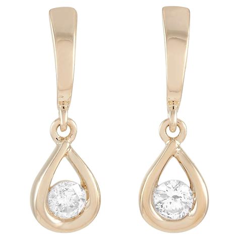 Lb Exclusive 14k Yellow Gold 015 Carat Diamond Earrings For Sale At