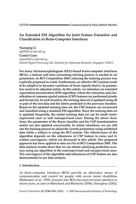 Pdf An Extended Em Algorithm For Joint Feature Extraction And