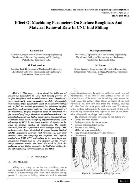 Pdf Prediction Of Optimized Machining Parameters In Cnc End Milling