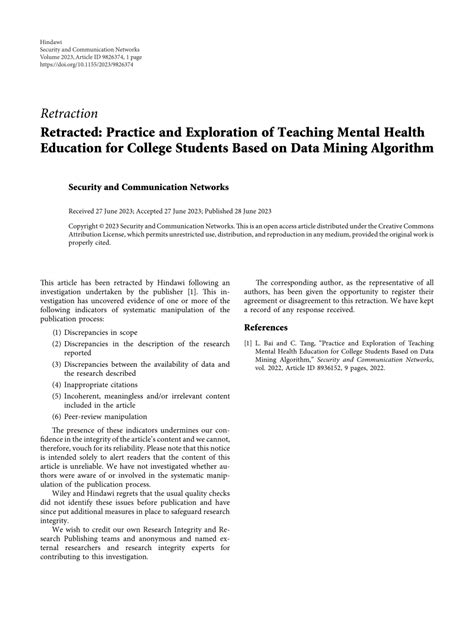 Pdf Retracted Practice And Exploration Of Teaching Mental Health Education For College
